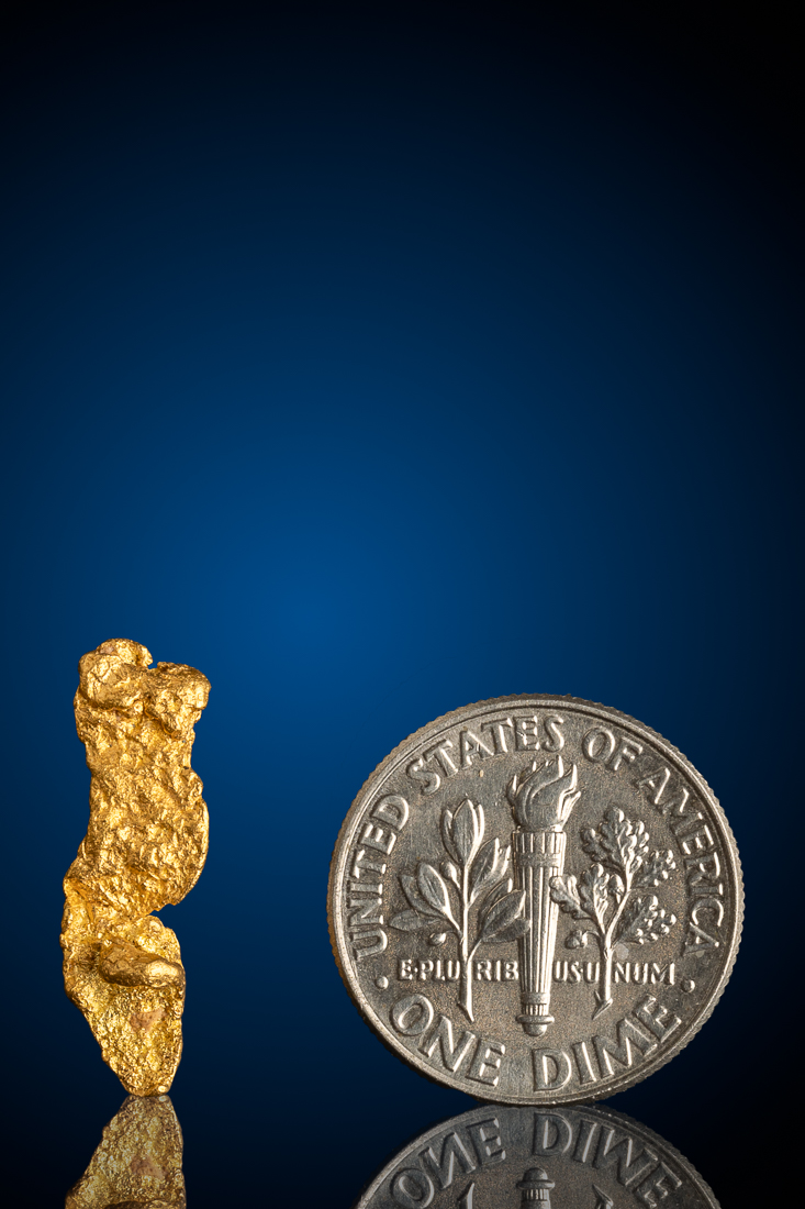 Long and Buttery Gold Nugget with Quartz from Nevada - 1.62 grams ...